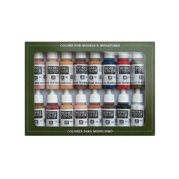 Acrylicos Vallejo Flesh & Skin Tone Model Color Paint Set, 1/2 fl. oz ...