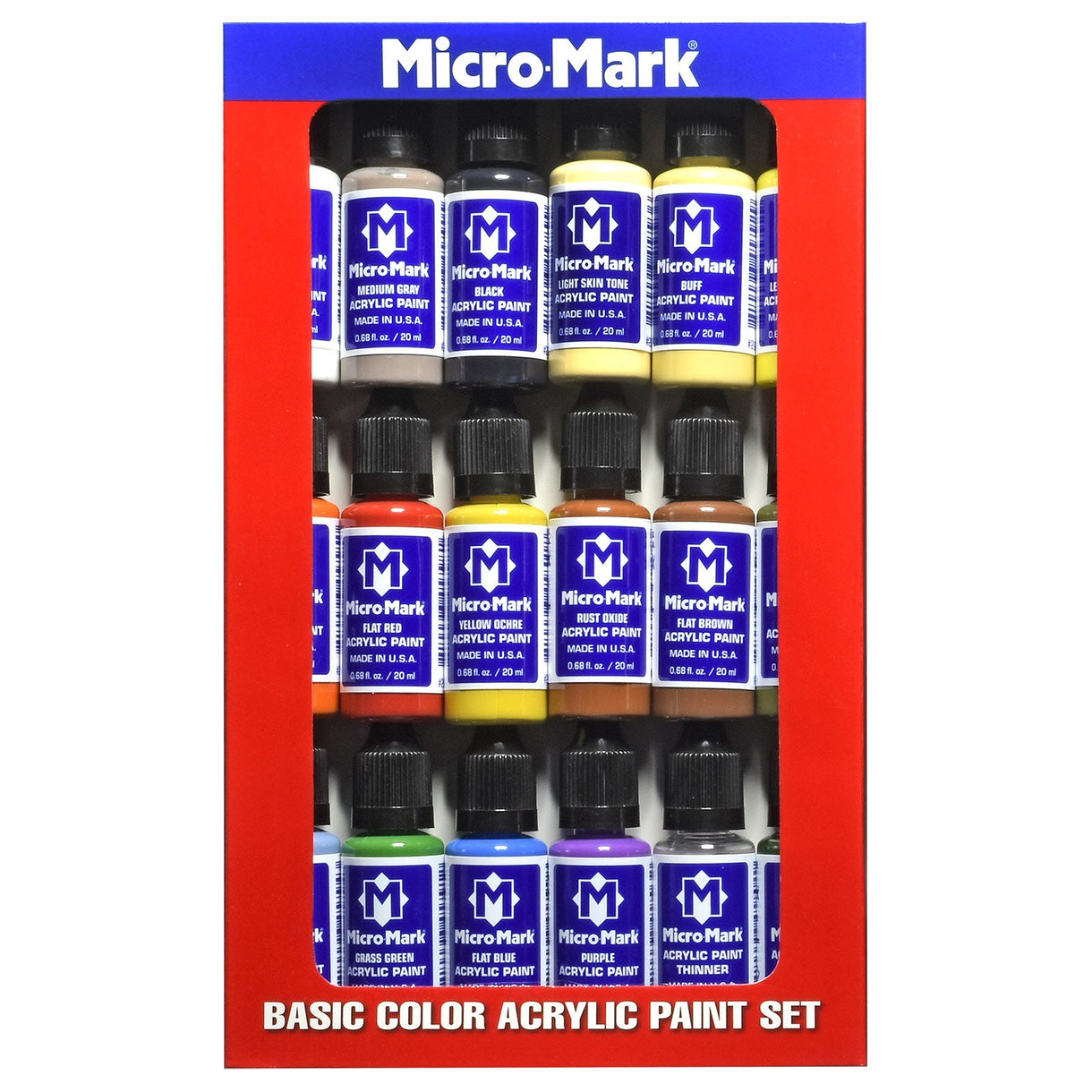 Acrylic Paint Set Basic Colors | Modeler Paint Supplies | Micro-Mark