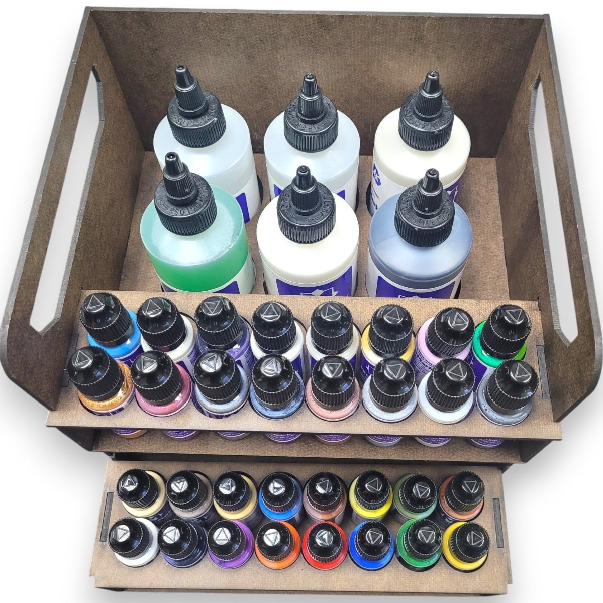 Acrylic Paint System Set | 42 Paint Bottles & Organizer Rack | Micro-Mark